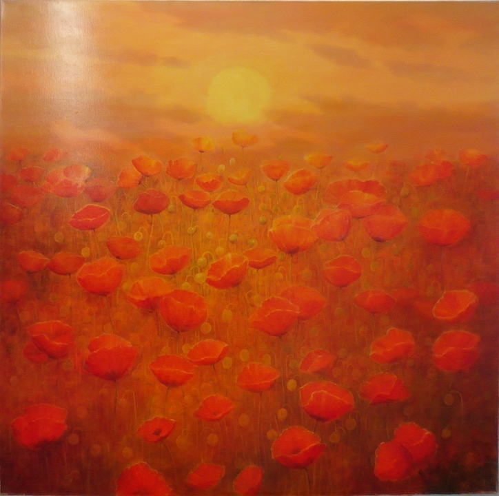 HERMANN DIESTE: Mohnblumen im Sonnenuntergang - Kunstgalerie, Originale ...